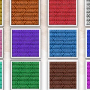 Brick Wall Digital Papers, Bold Colors Bricks Wall Pattern Scrapbooking ...