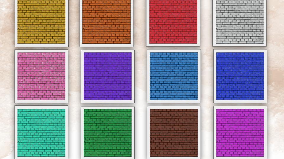 Brick Wall Digital Papers, Bold Colors Bricks Wall Pattern Scrapbooking ...