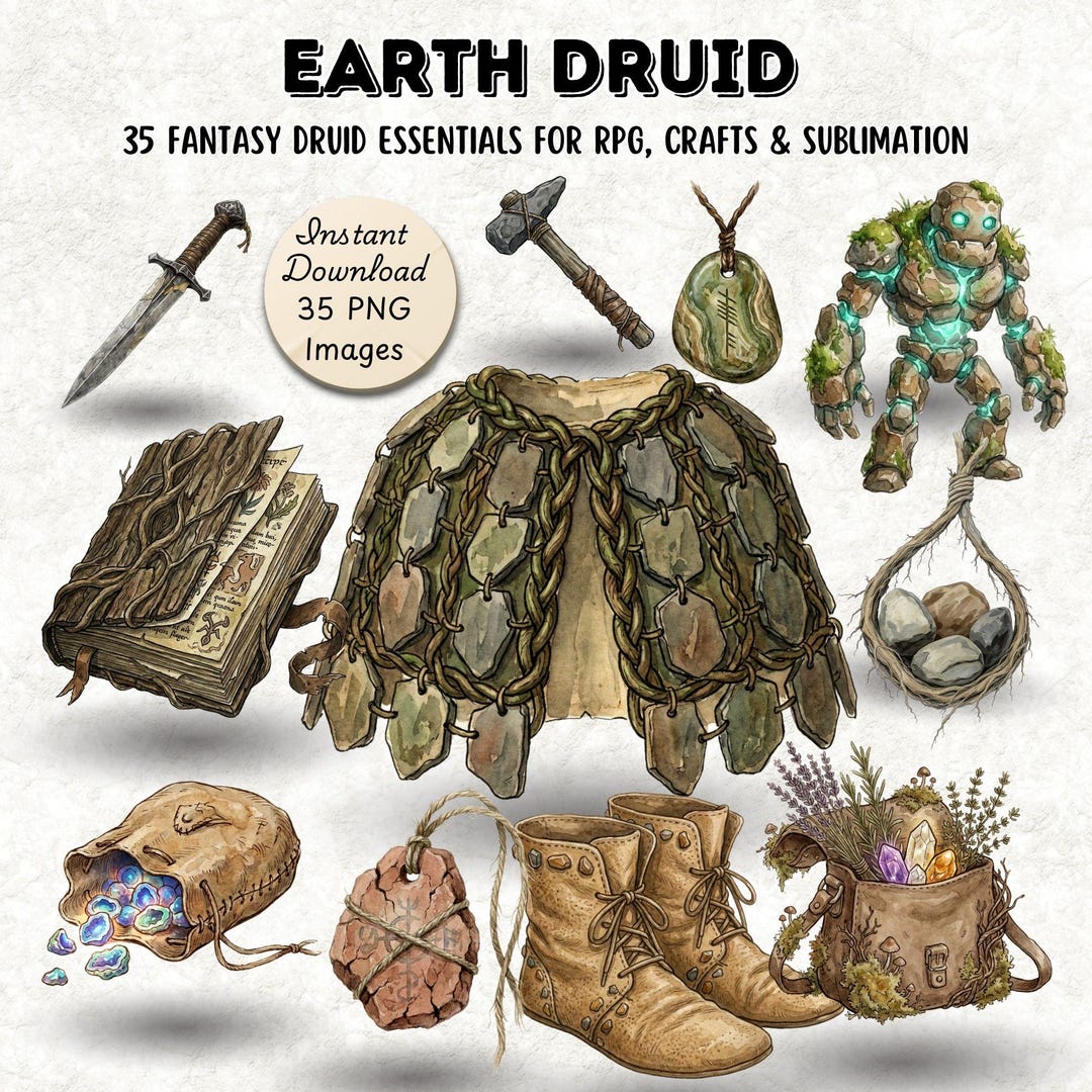 Earth Druid Clipart Bundle | 35 Fantasy Druid Essentials | RPG ...
