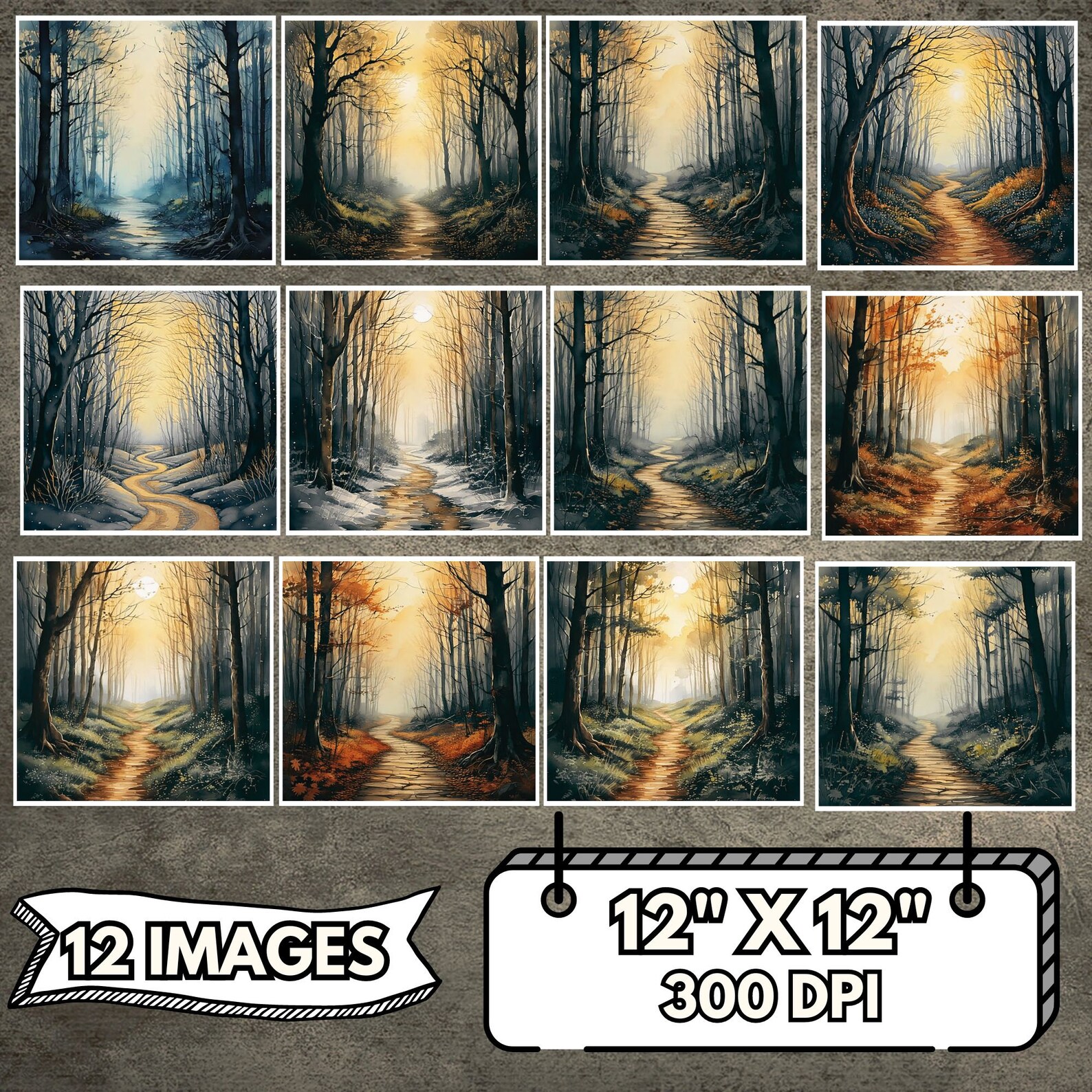 Deep Forest Digital Paper Pack,dark Forest Digital Scrapbooking Paper ...