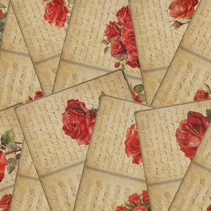 Vintage Red Roses Journal Pages Kit, Vintage Roses Junk Journal for ...