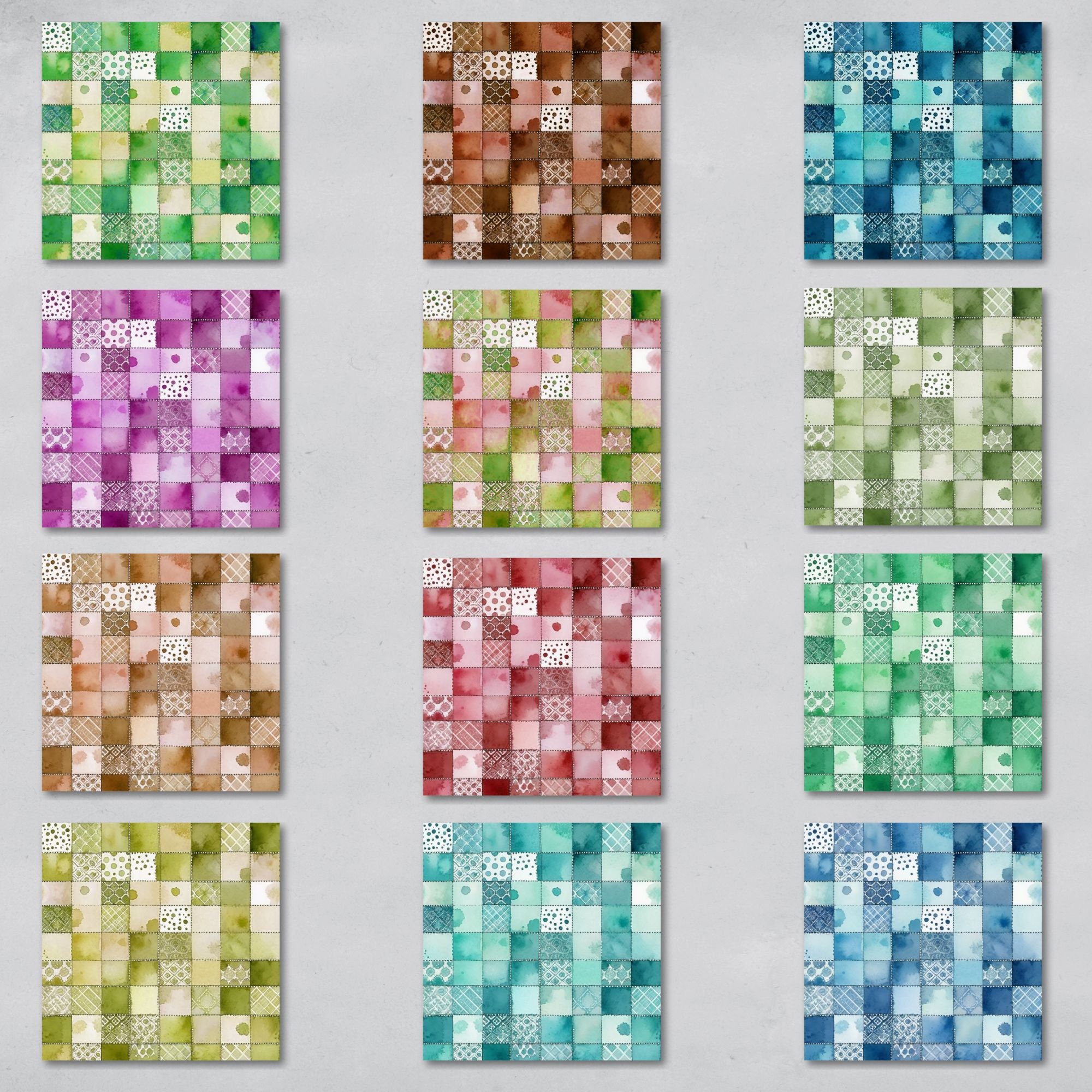 Patchwork Fabric Paper Pack, Patchwork Pattern Digital Scrapbooking ...