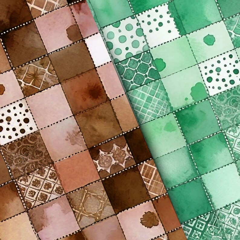 Patchwork Fabric Paper Pack, Patchwork Pattern Digital Scrapbooking ...