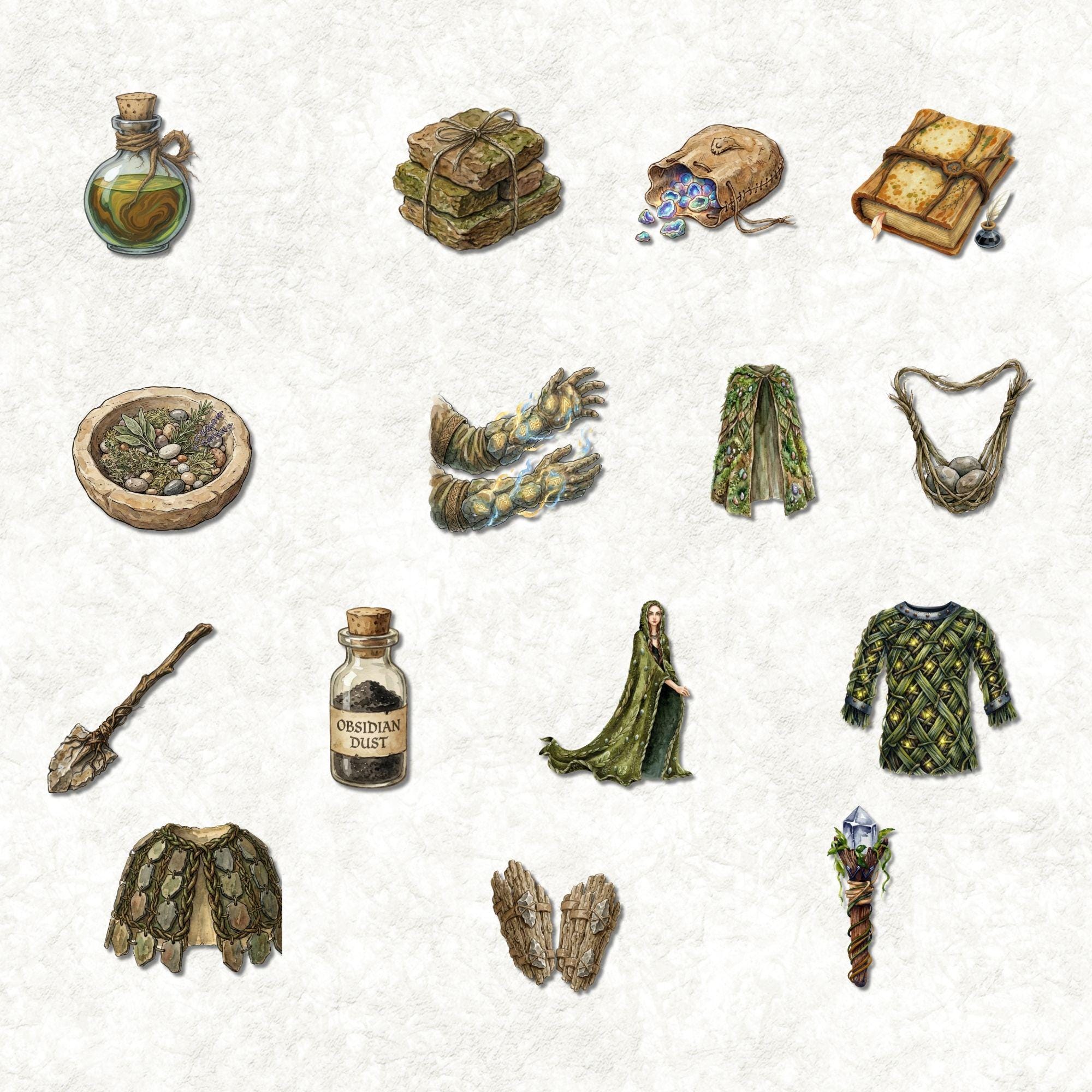 Earth Druid Clipart Bundle | 35 Fantasy Druid Essentials | RPG ...