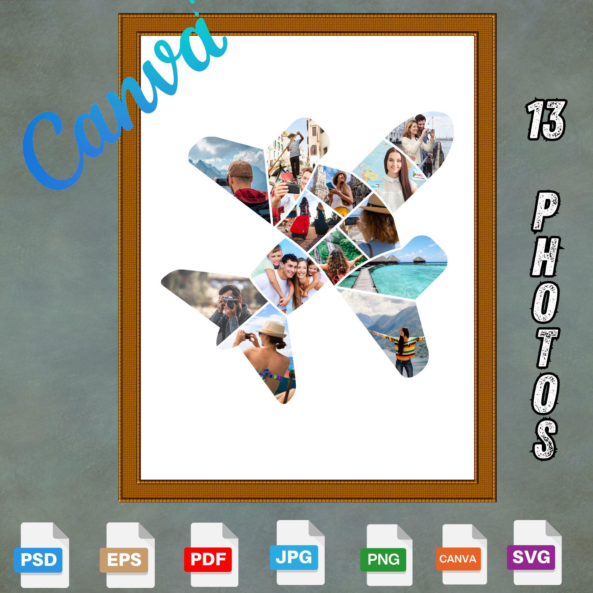 Plane Photo Collage Canva Template | Airplane Template | Travel Photo ...
