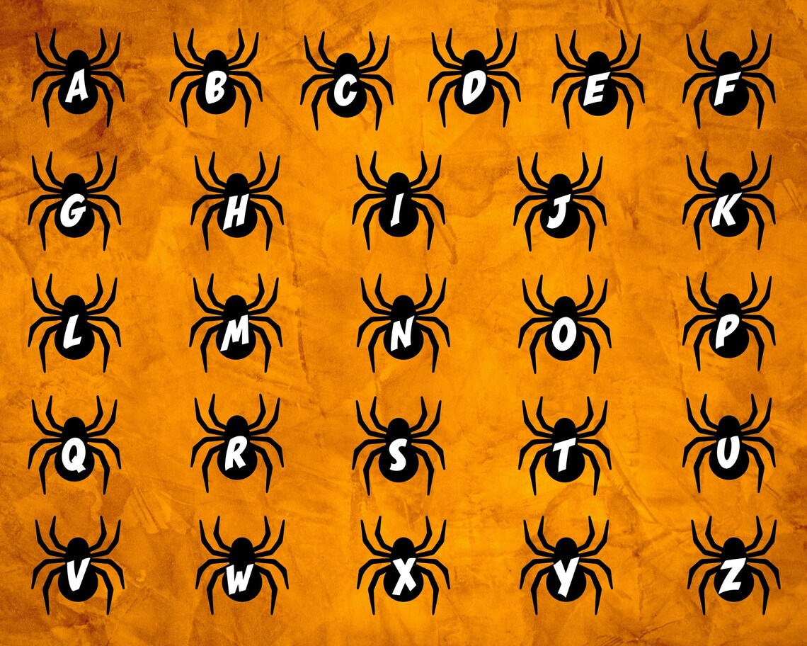 Spider Alphabet Svg Bundlespider Svg Font Halloween Alphabet - Etsy