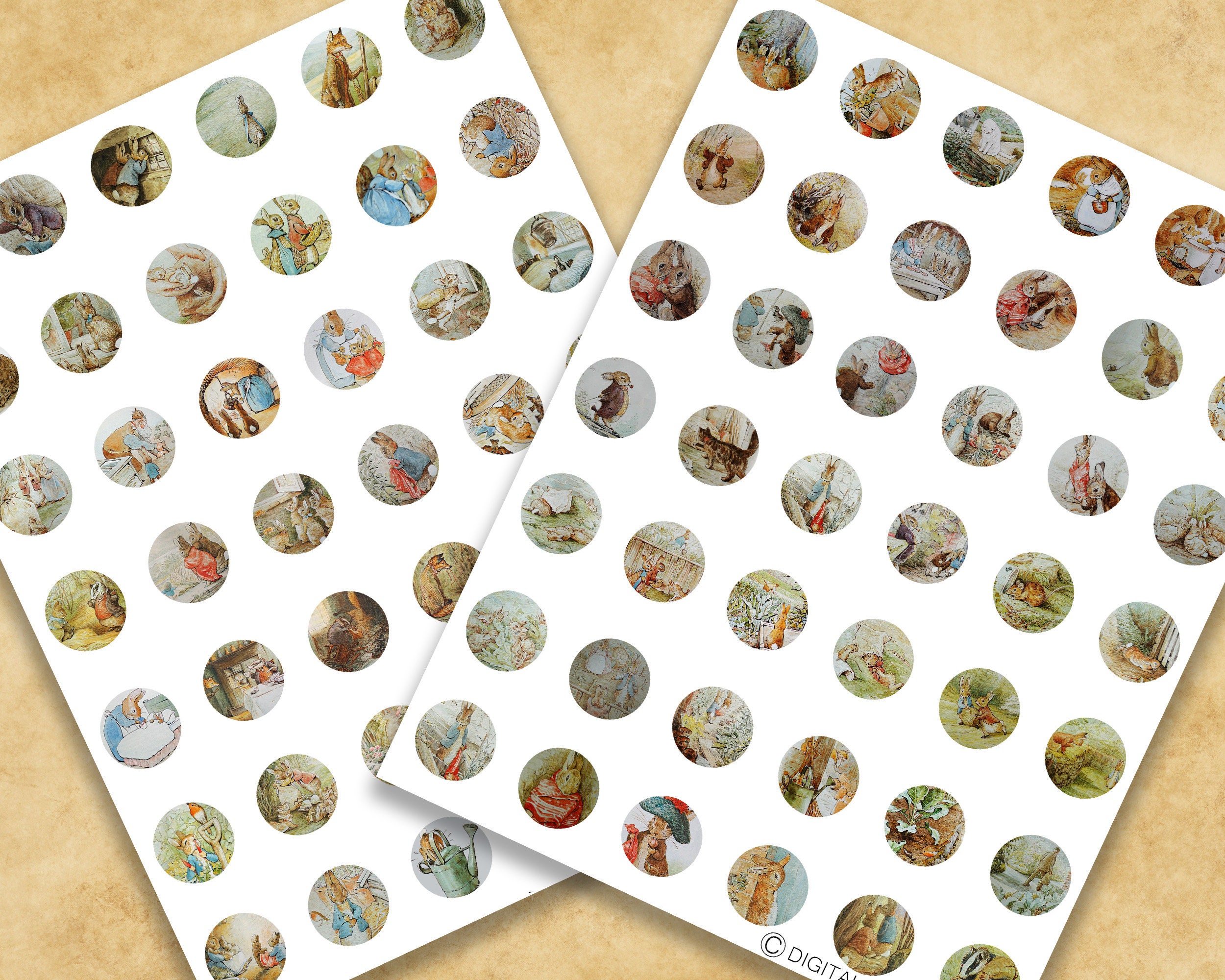 Peter Rabbit - Digital Collage Sheet - 1 Inch Round Circles - INSTANT ...
