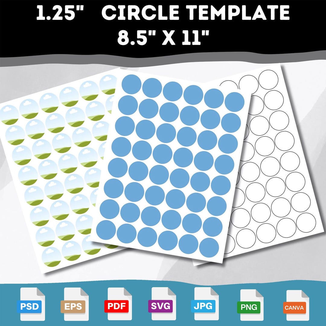 1.25 Inch Circle Craft Template Bundle, 1.25" Template in Psd, Eps, Pdf ...