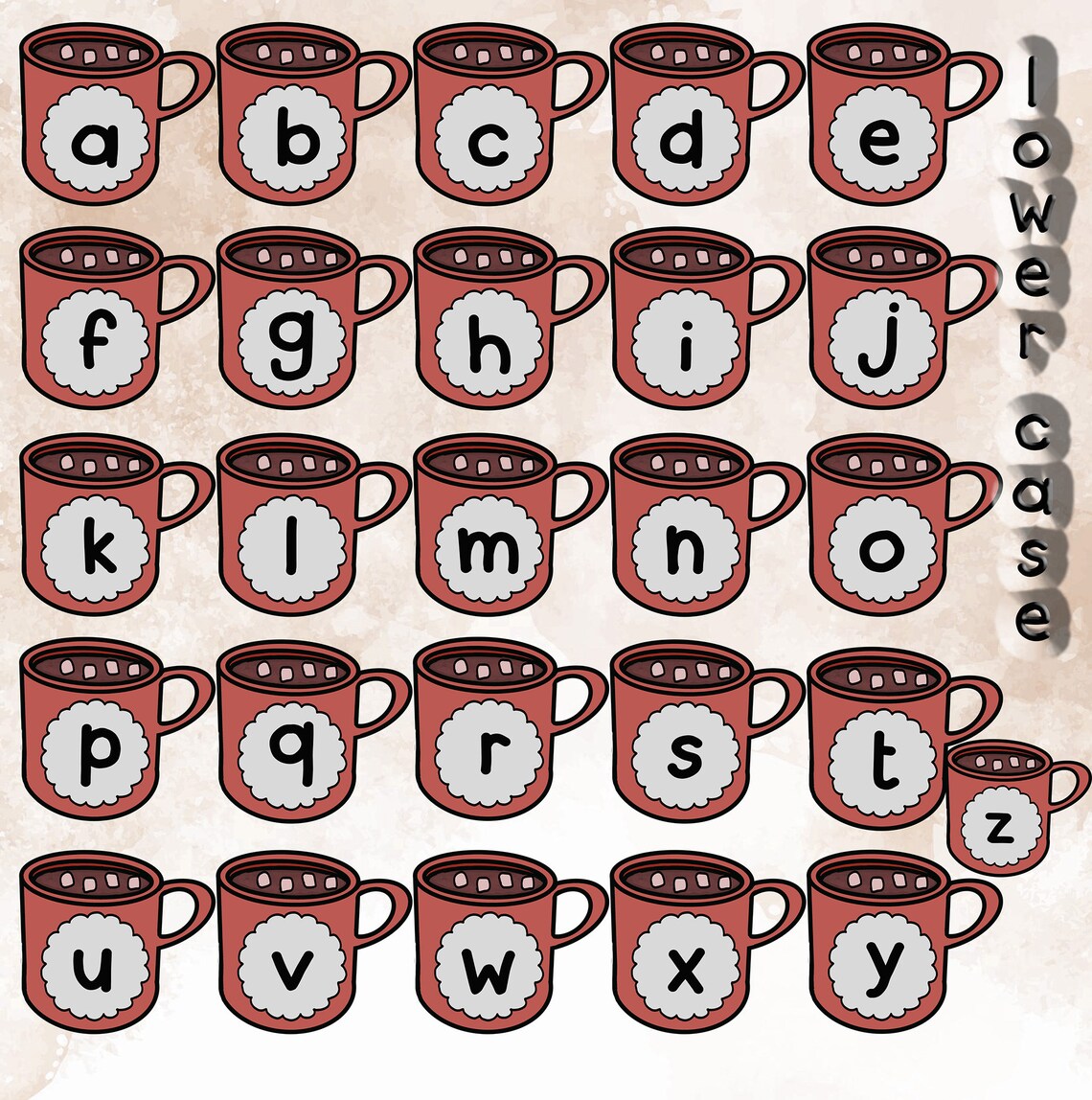 Hot Chocolate Alphabet Letters Clip Art Christmas Themed - Etsy