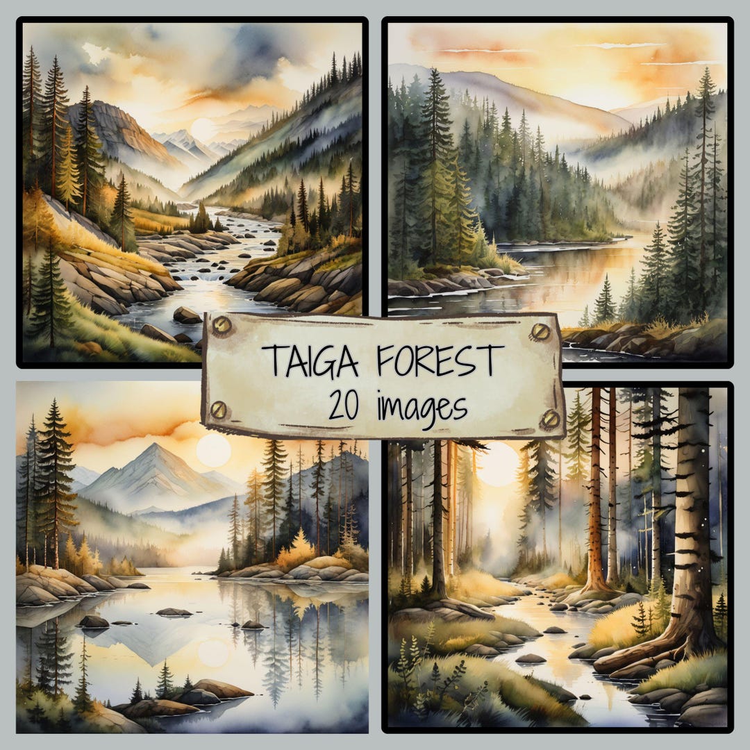 Taiga Forest Landscape JPG | Misty Woodland Print | Foggy Nature Wall ...