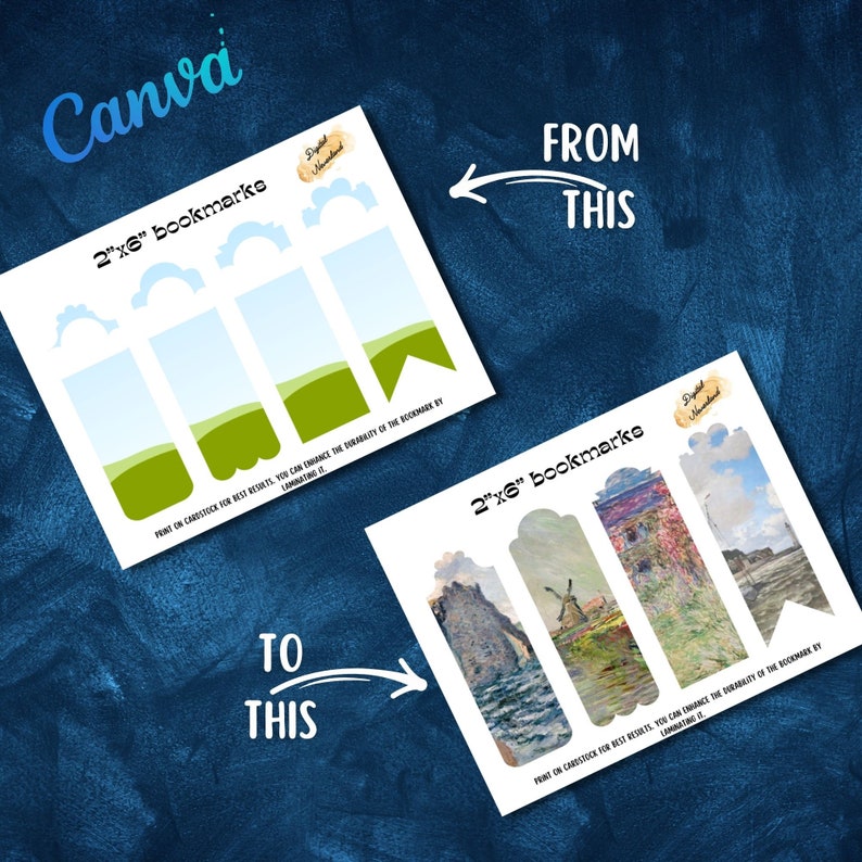 Editable Canva Digital Bookmark Template, Printable Bookmarks, Create ...