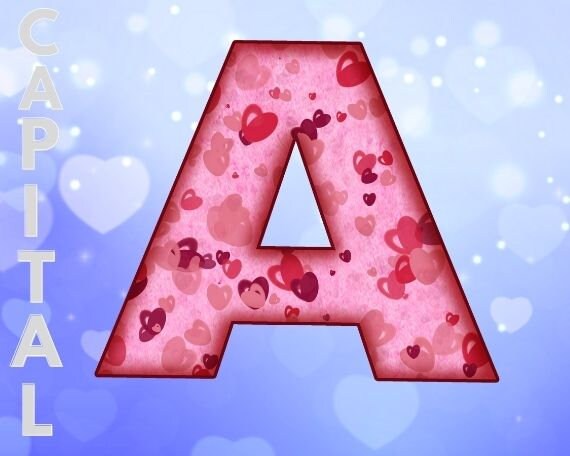 Valentines Alphabet Letters PNG Files, Heart Shape Upper Case and Lower ...