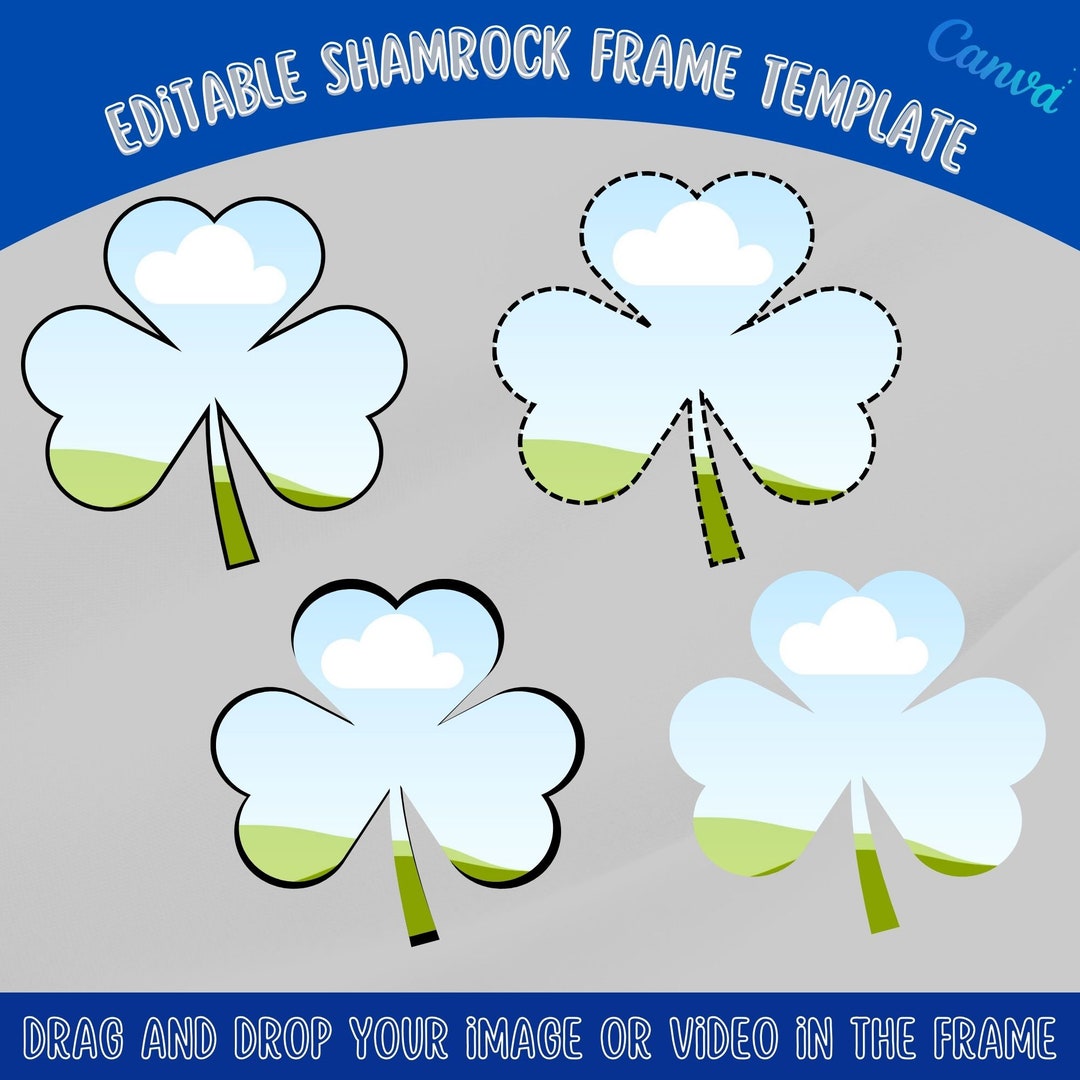 Shamrock Canva Photo Frame Template, Make Your Own Photo Frame, Clover ...