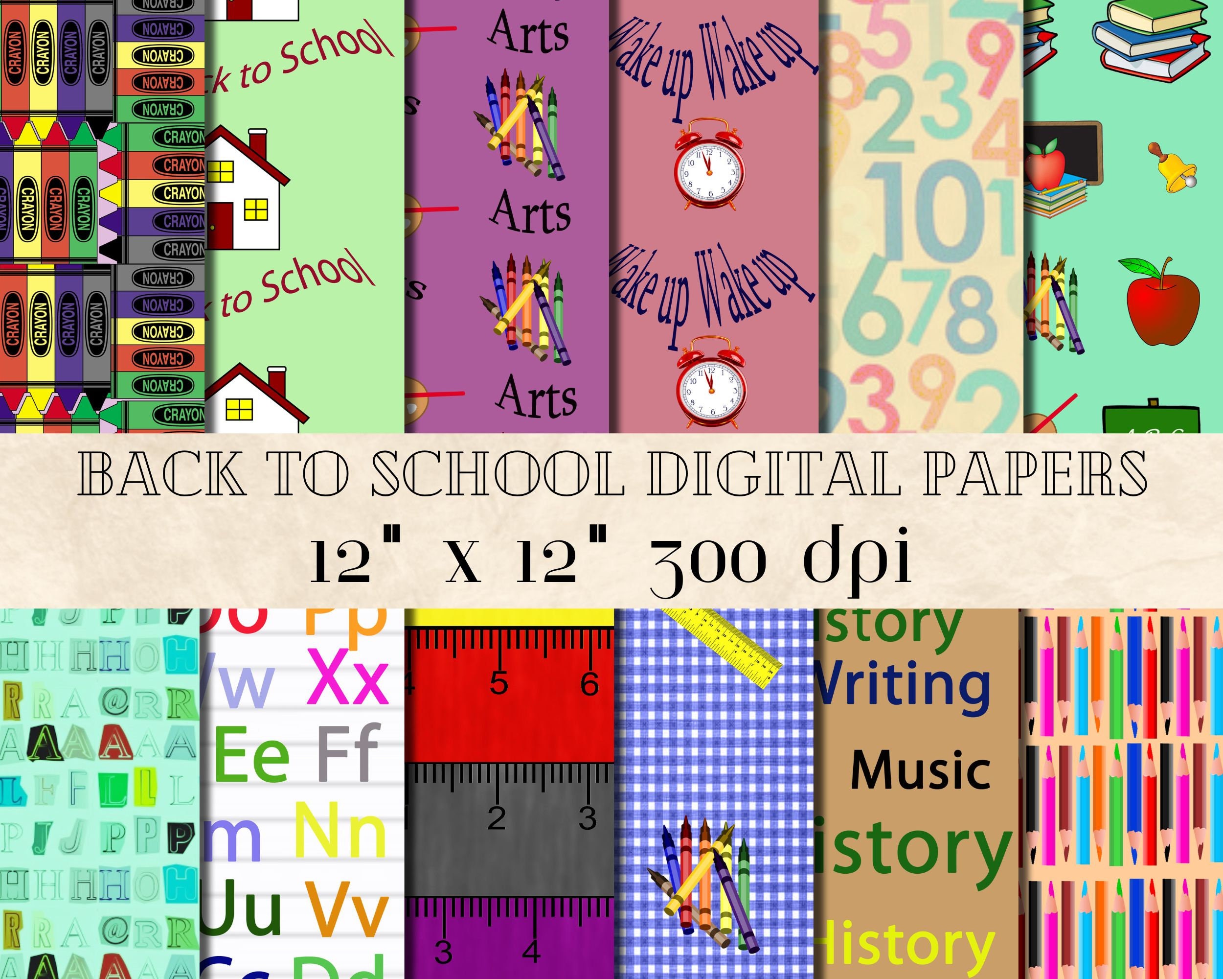 Back to School Digital Paper Bundle, School Days Digital Paper Pack ...