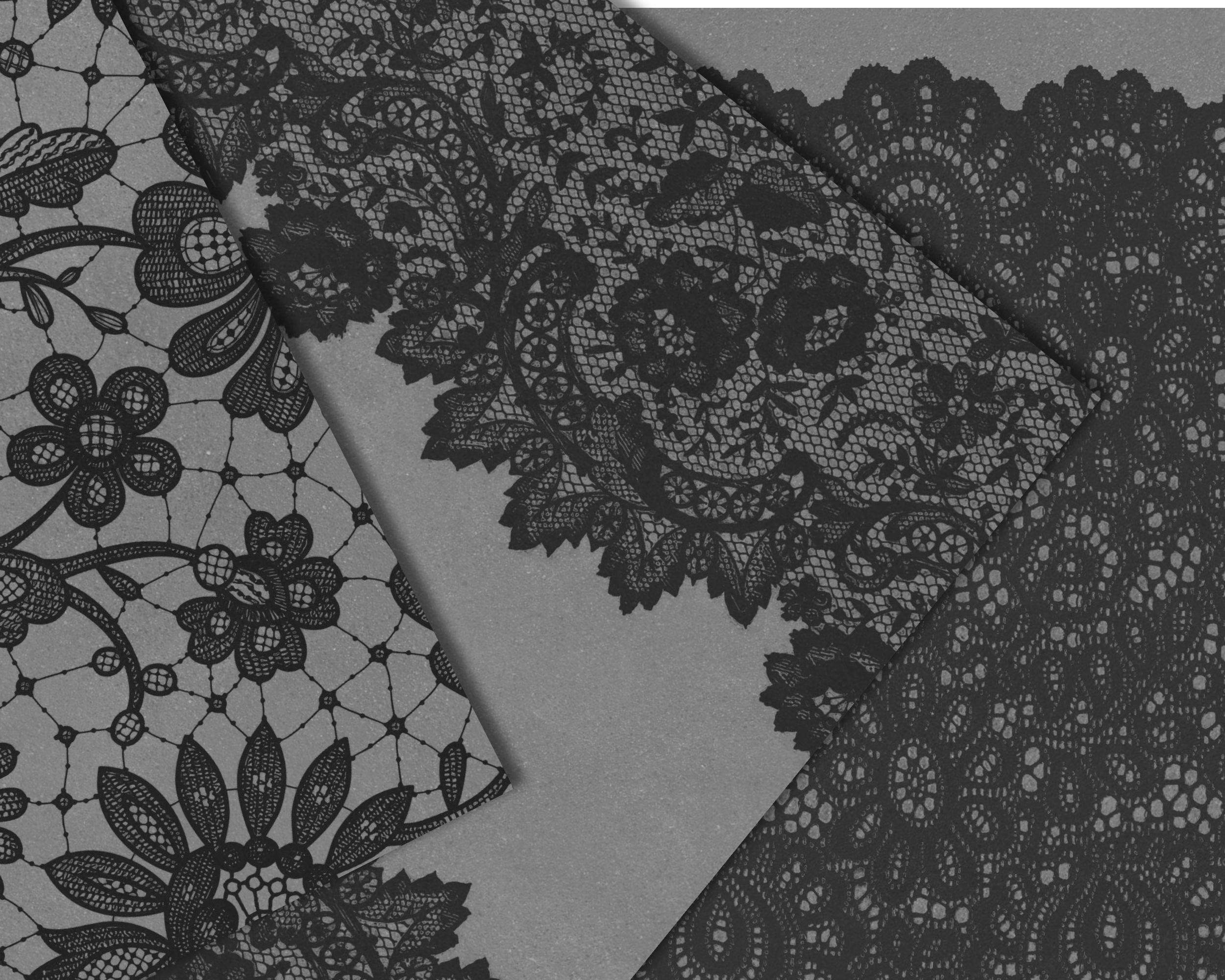 Black Lace Digital Paper Pack Vintage Lace Pattern Digital Background ...