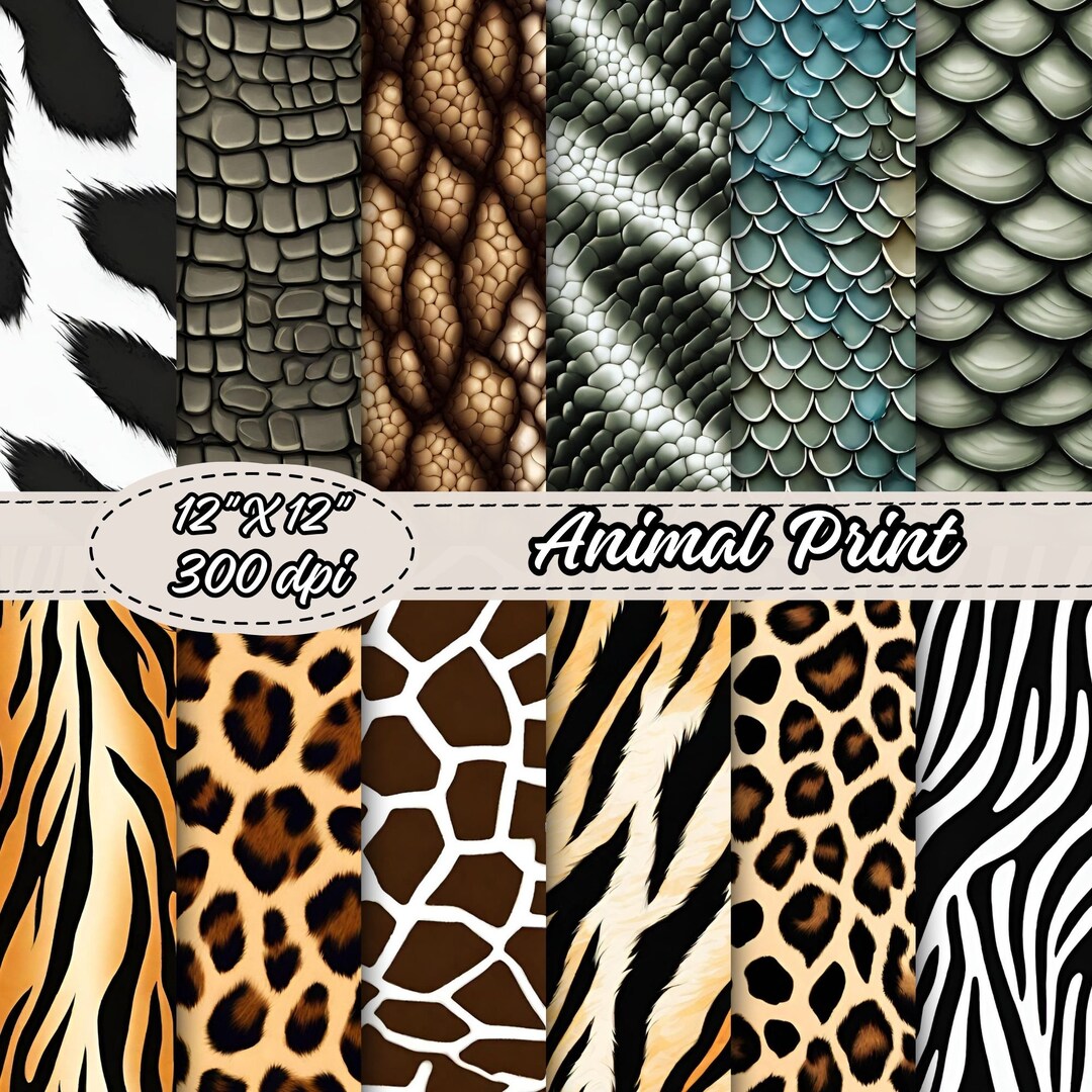 Animal Skin Digital Papers, Animal Print Scrapbook Paper, Safari Animal ...