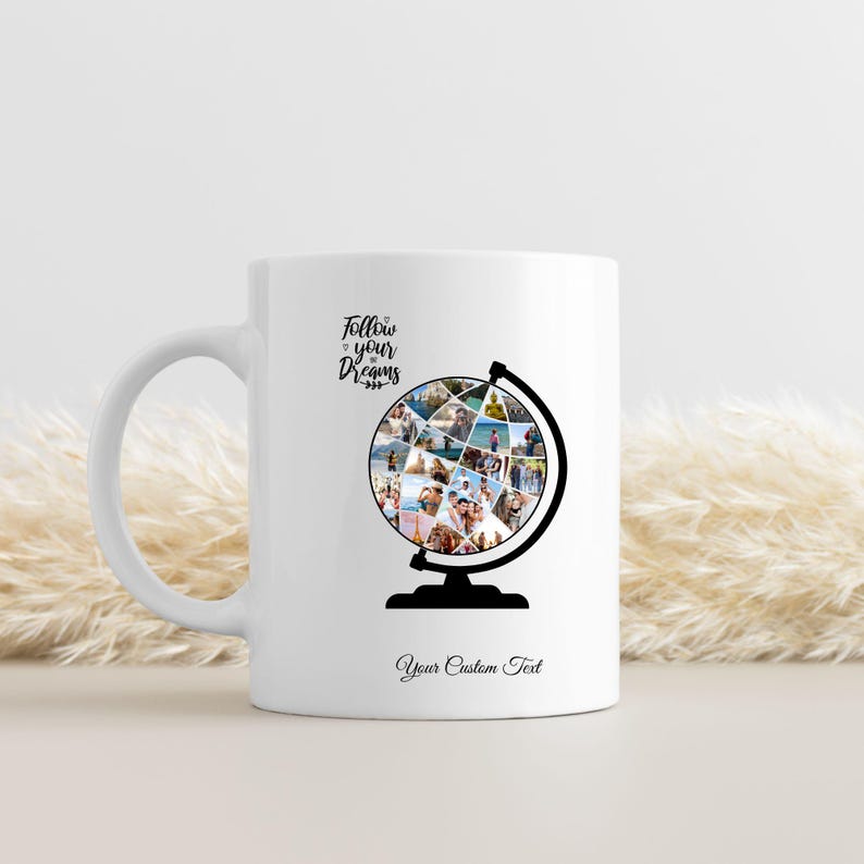 Globe Photo Collage Template: Travel Keepsake, Editable Canva Frame ...