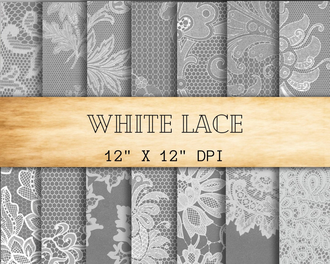 White Lace Digital Paper Pack - Vintage Lace Digital Background ...