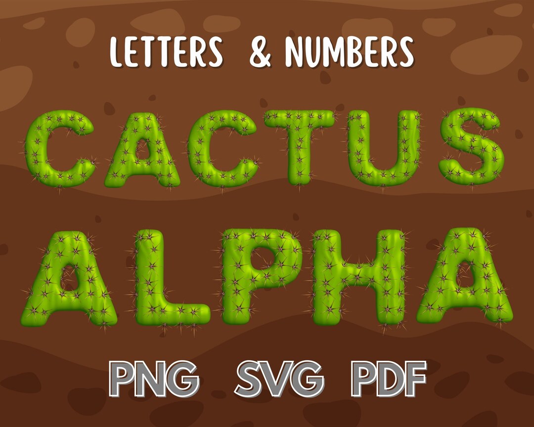 Cactus Pattern Alphabet Letters Clip Art Set, Flora Font SVG, , Nature ...