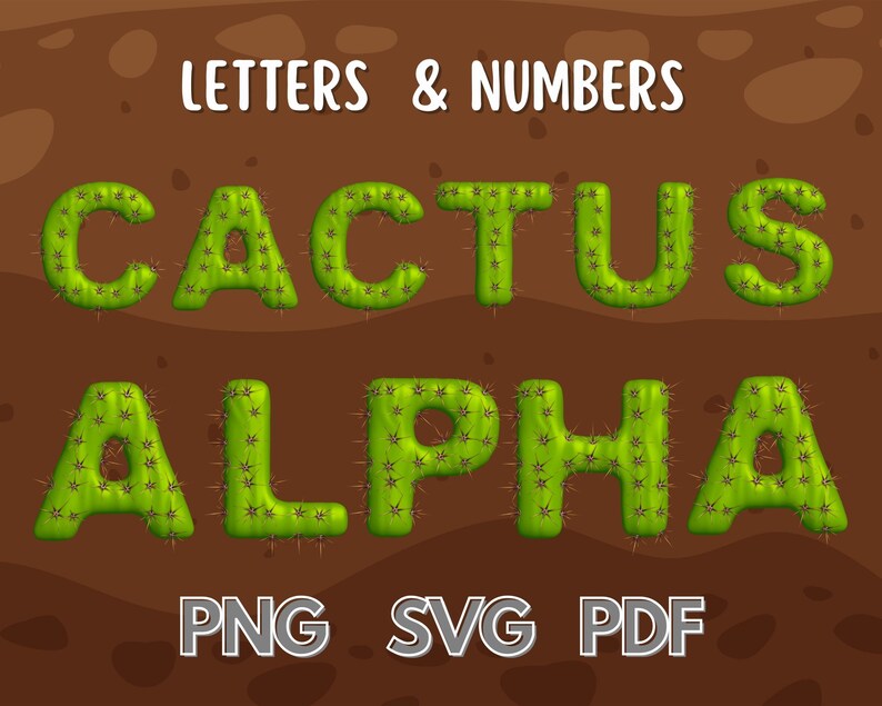Cactus Pattern Alphabet Letters Clip Art Set, Flora Font SVG, , Nature ...
