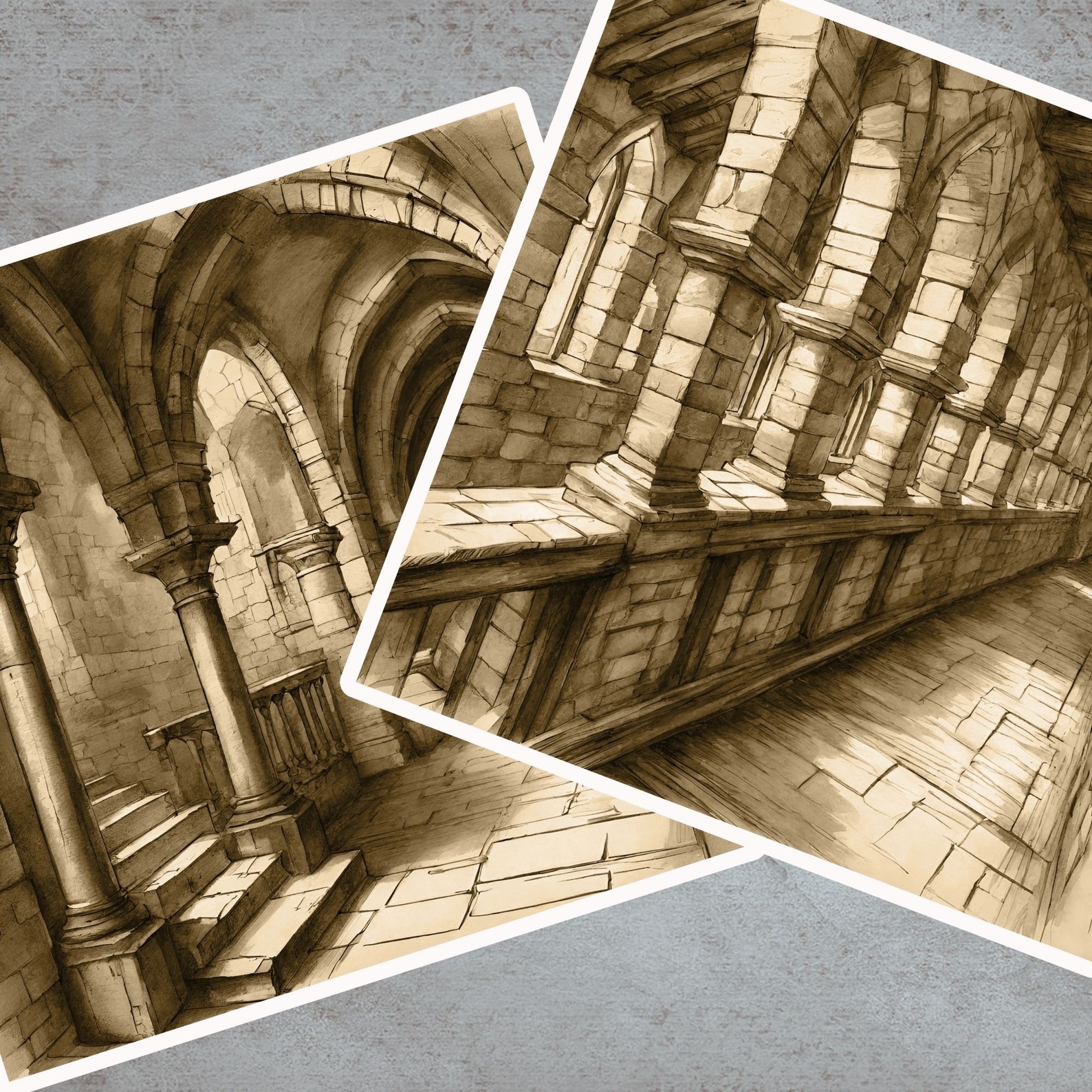 Vintage Medieval Castle Clip Art Set, Digital Scrapbooking Papers ...