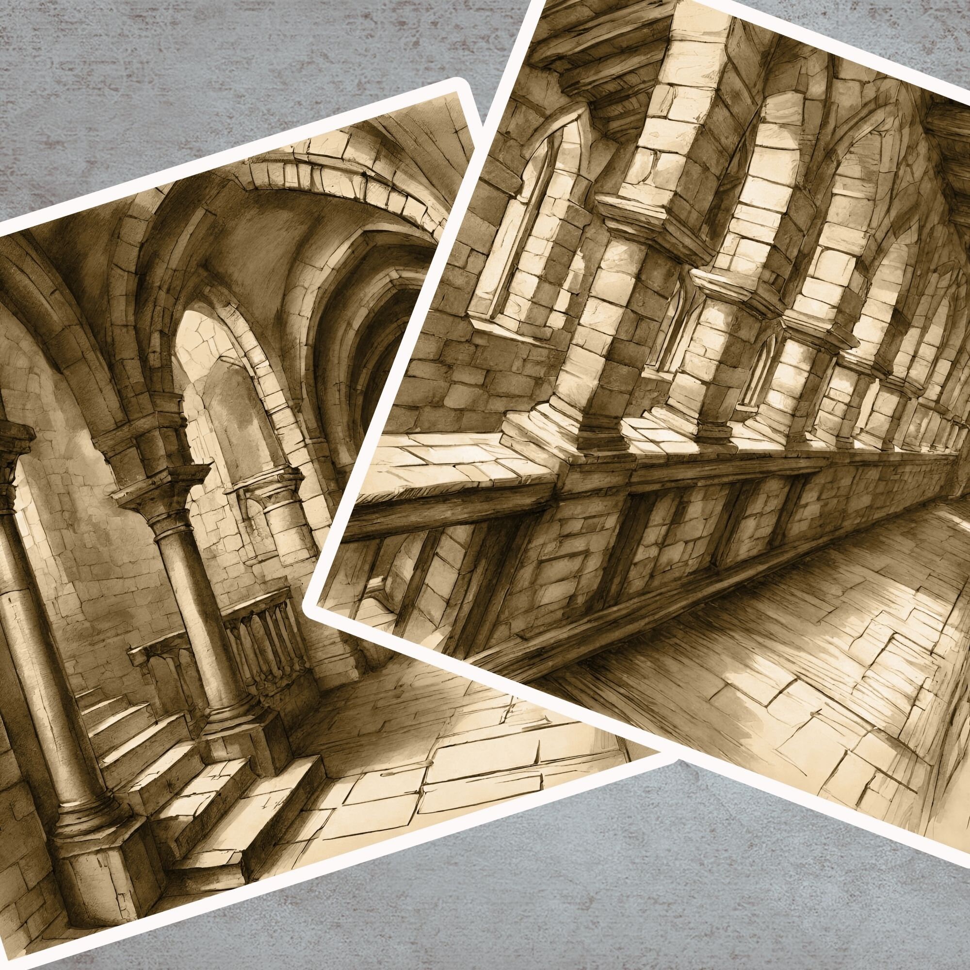 Vintage Medieval Castle Clip Art Set, Digital Scrapbooking Papers ...