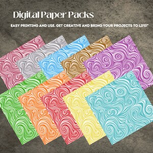 Colorful Wavy Digital Paper, Wavy Swirl Backgrounds, Liquid Marble ...