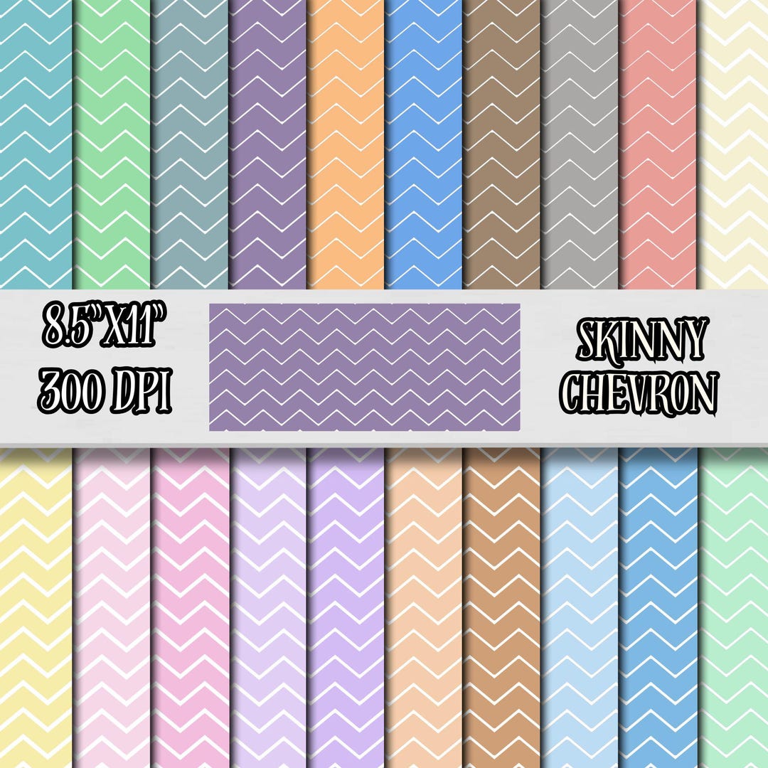Pastel Chevron Digital Paper, Small Chevron Background, Skinny Chevron ...