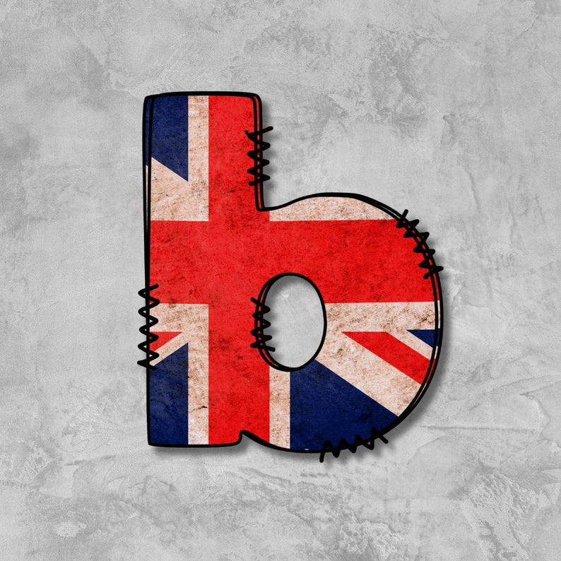 United Kingdom Flag Doodle Letters , Vintage United Kingdom Flag ...