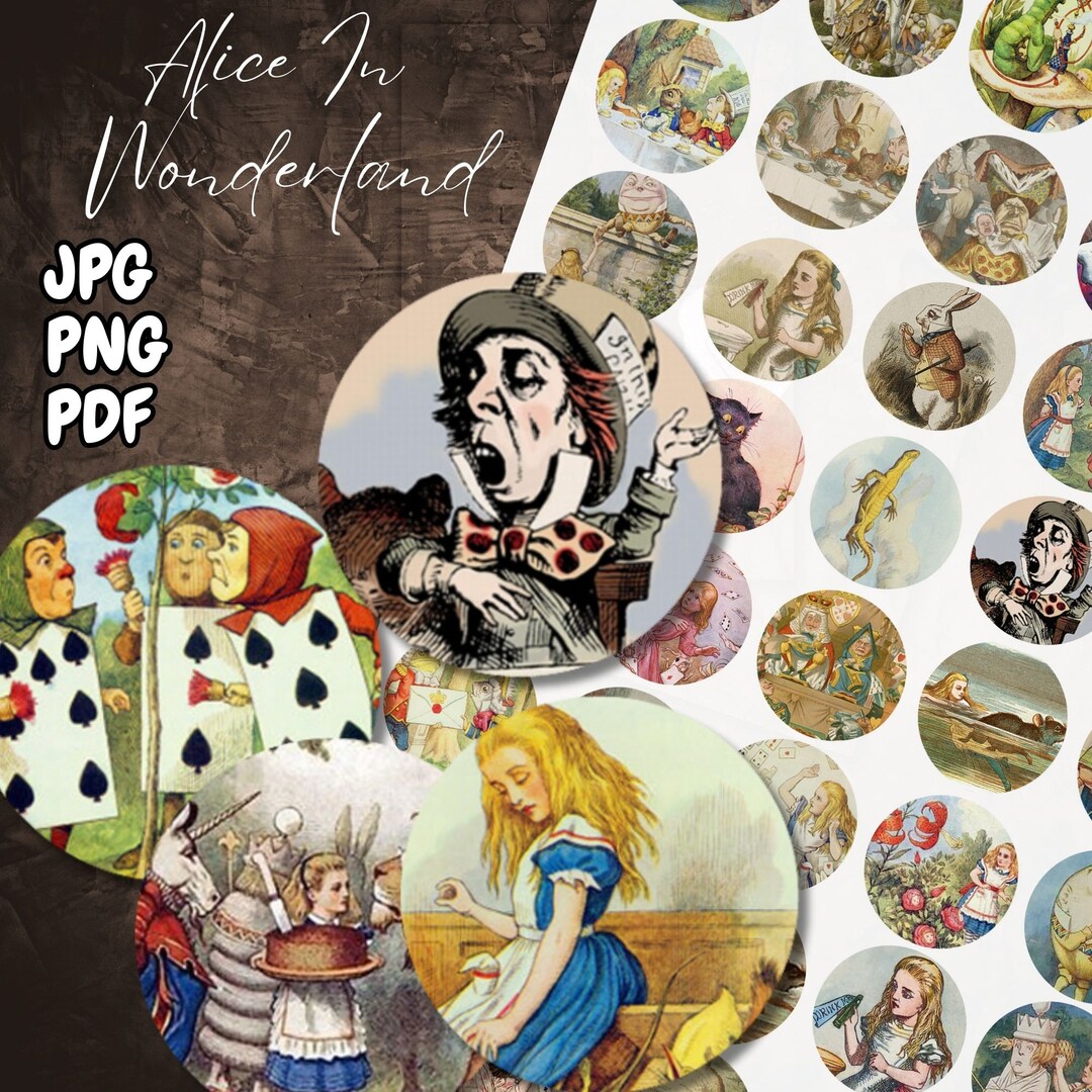 Alice in Wonderland Color Images - Digital Collage Sheet - 1 Inch ...