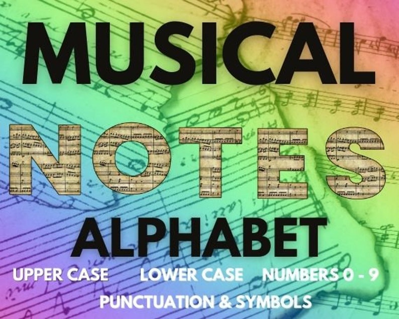 Musical Alphabet Letters Font, Music Sheets Alphabet, Music Note Upper ...