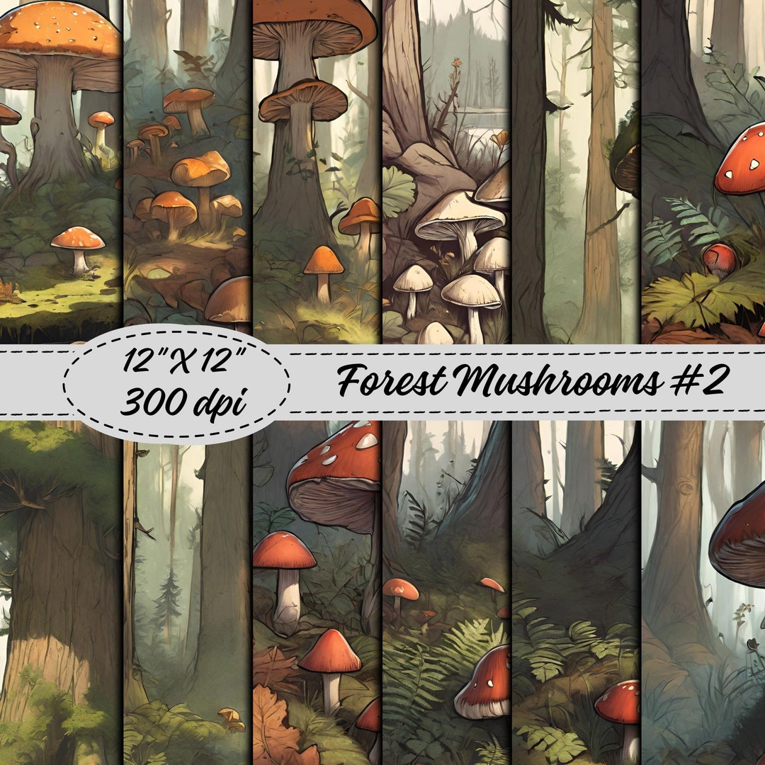 Watercolor Mushroom Digital Paper #2, Woodland Forest Printable ...
