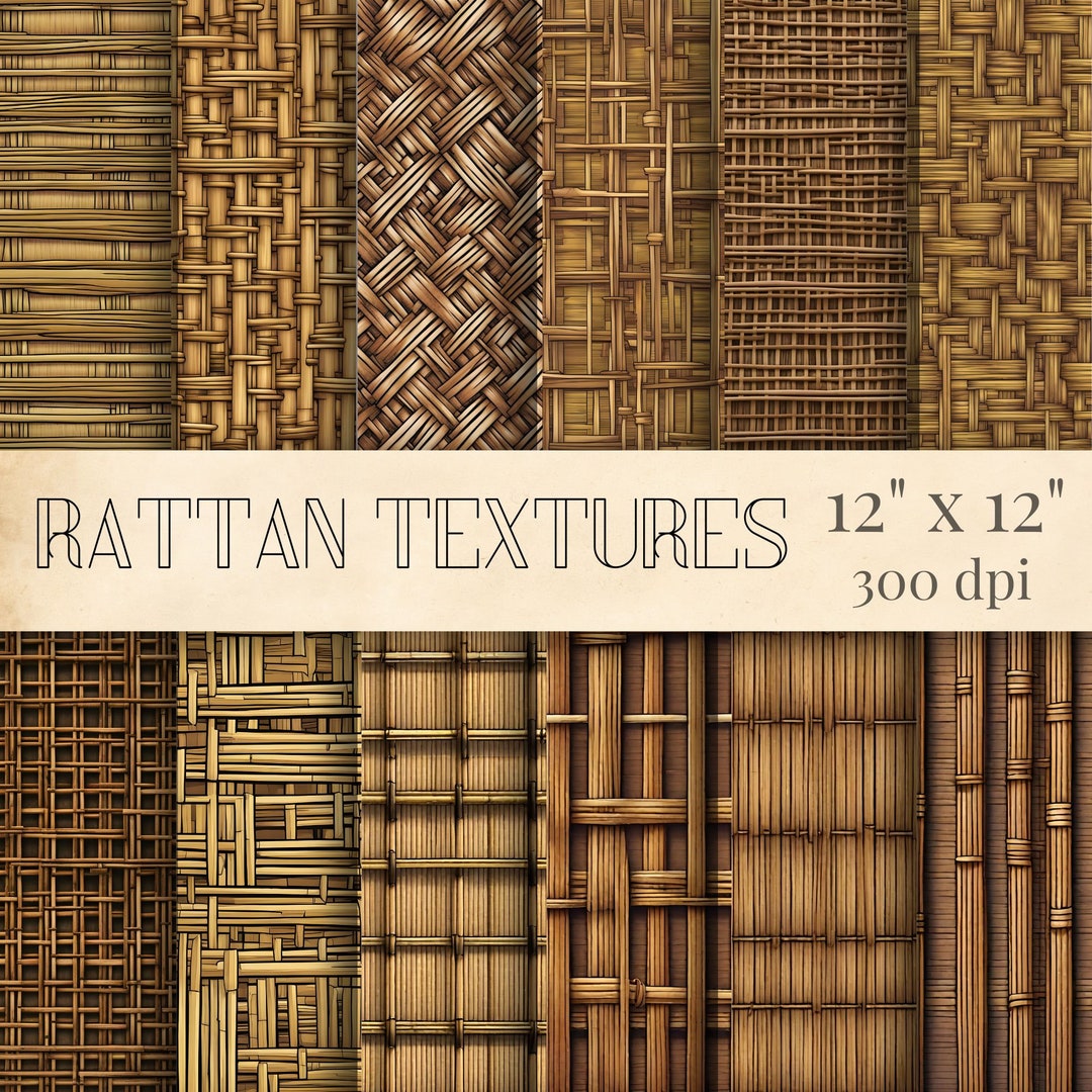 Rattan Texture Digital Papers, Wicker Weave Backgrounds, Nature ...