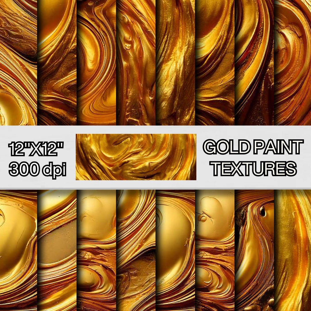 Gold Paint Texture Digital Paper Pack,metallic Backgrounds Bundle ...