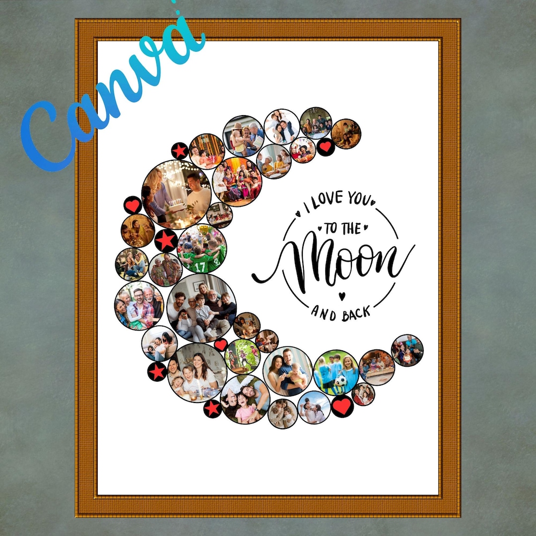 Moon Photo Collage Template | Moon Template | Crescent Moon Collage ...