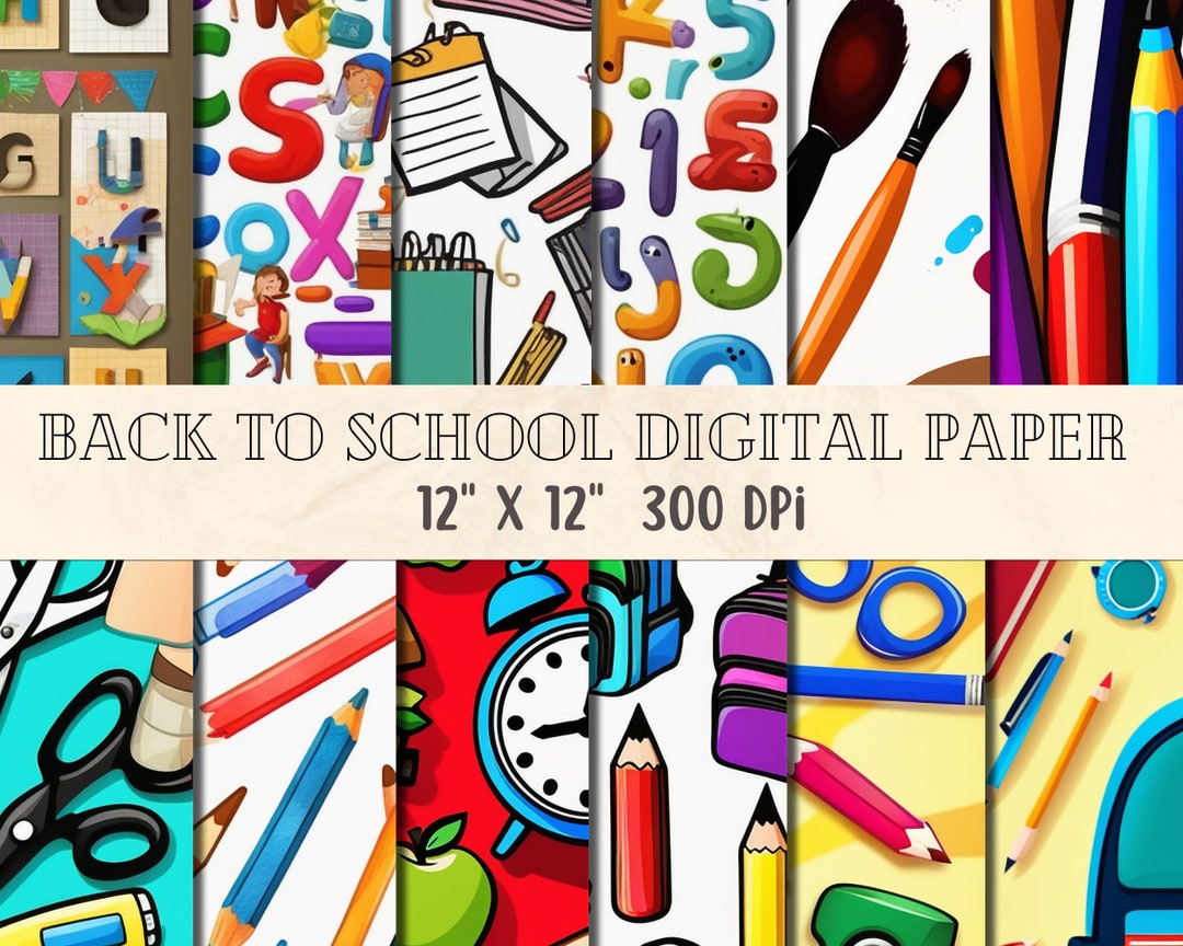 Back to School Digital Paper Bundle, School Days Digital Paper Pack ...