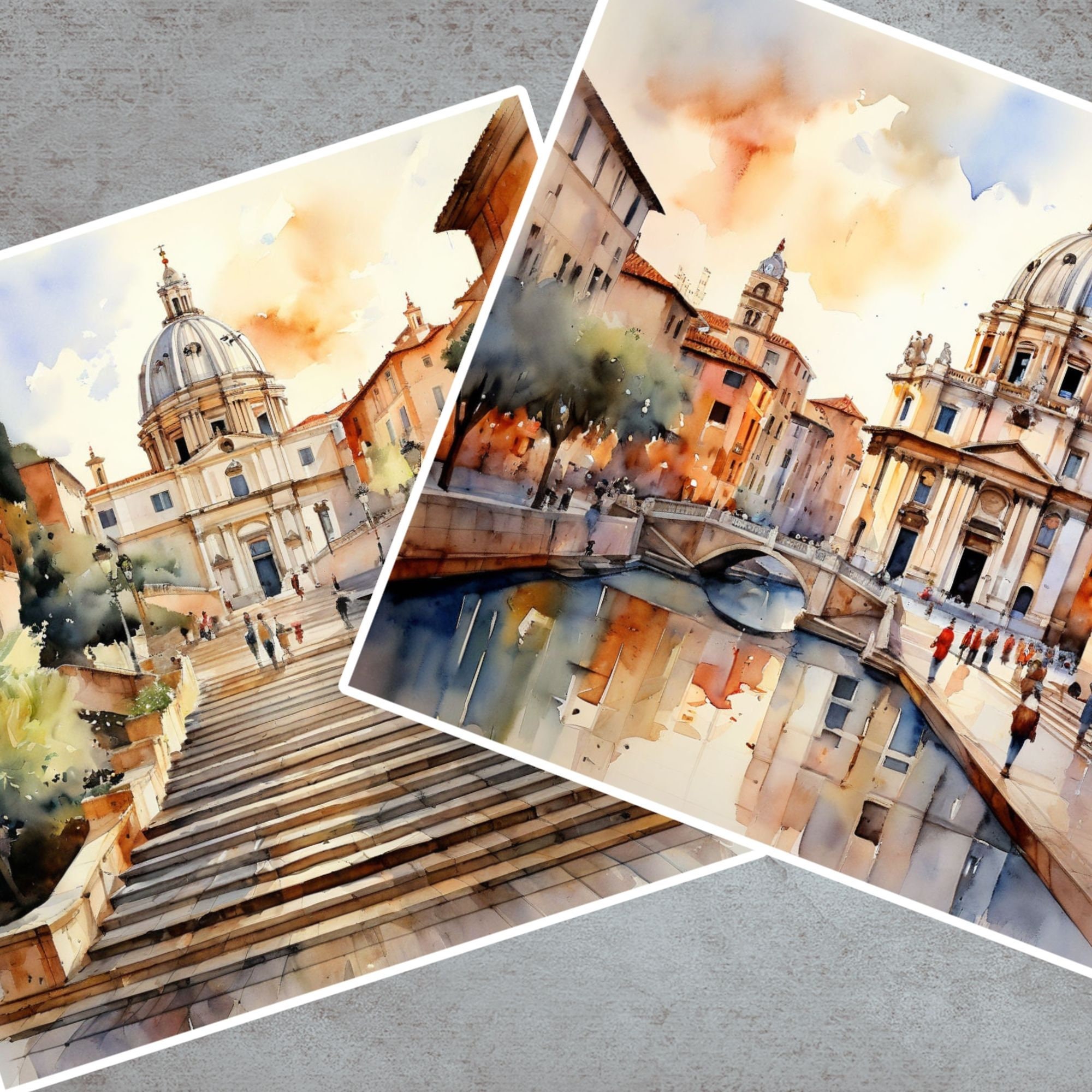 Watercolor Rome Digital Paper Pack, Ancient Rome Digital Scrapbooking ...