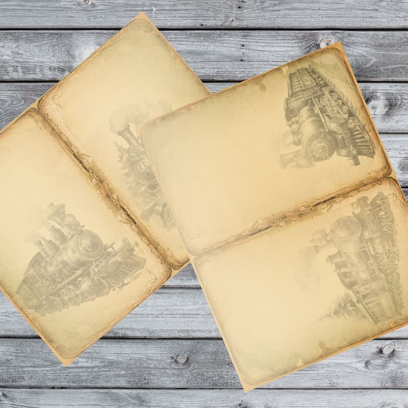 Vintage Trains Junk Journal Pages Kit Locomotive Junk Journal for ...