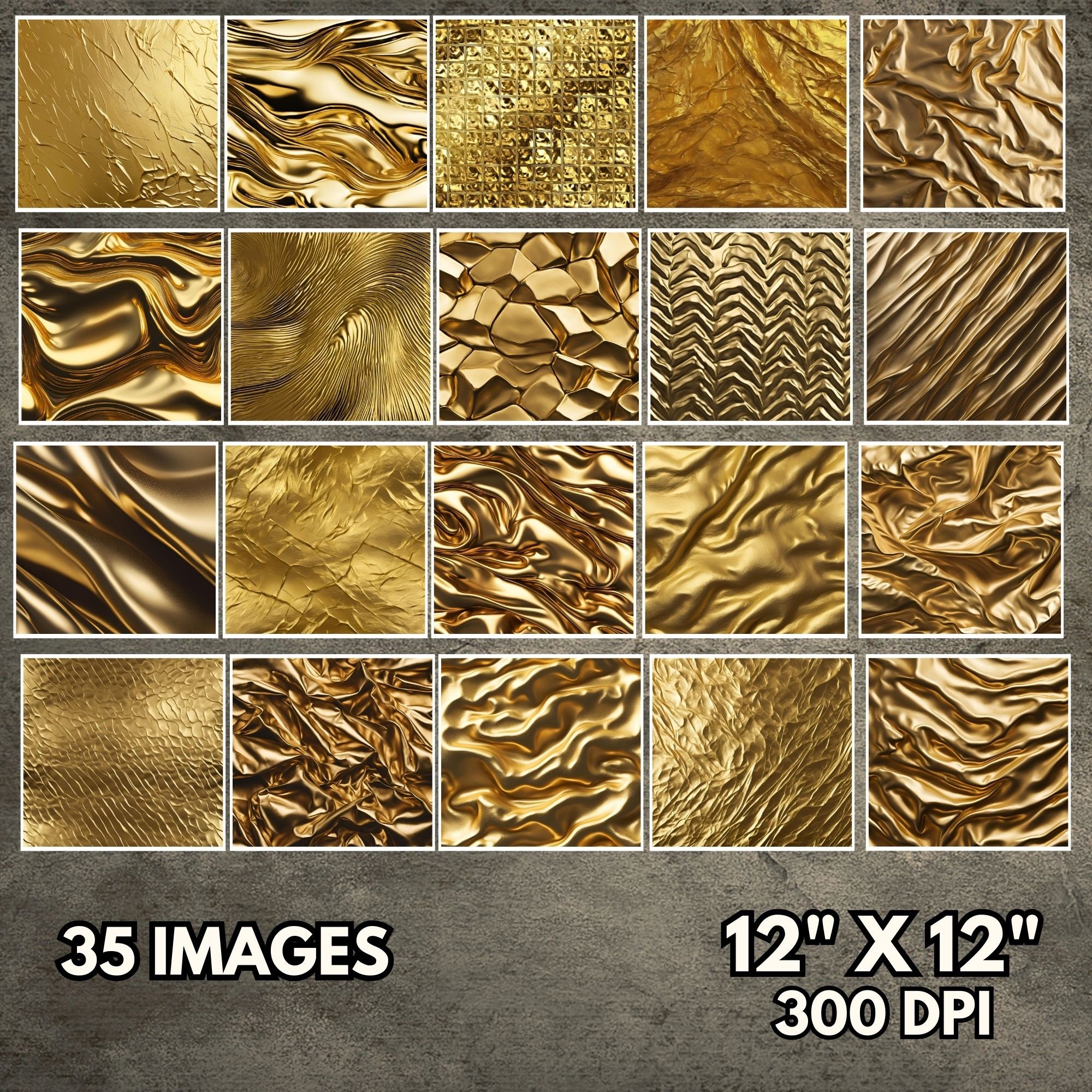 Gold Texture Digital Paper Pack, 35 Metallic Backgrounds, Gold Foil ...