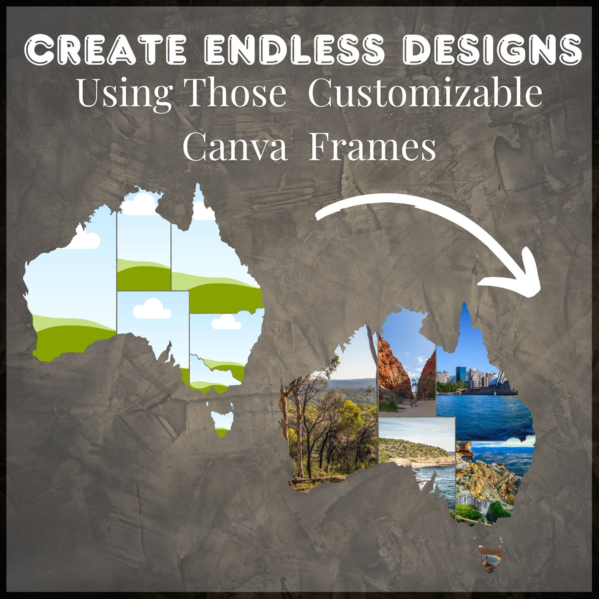 Editable Australian Map Photo Collage ,create Your Own Aussie Map Photo ...