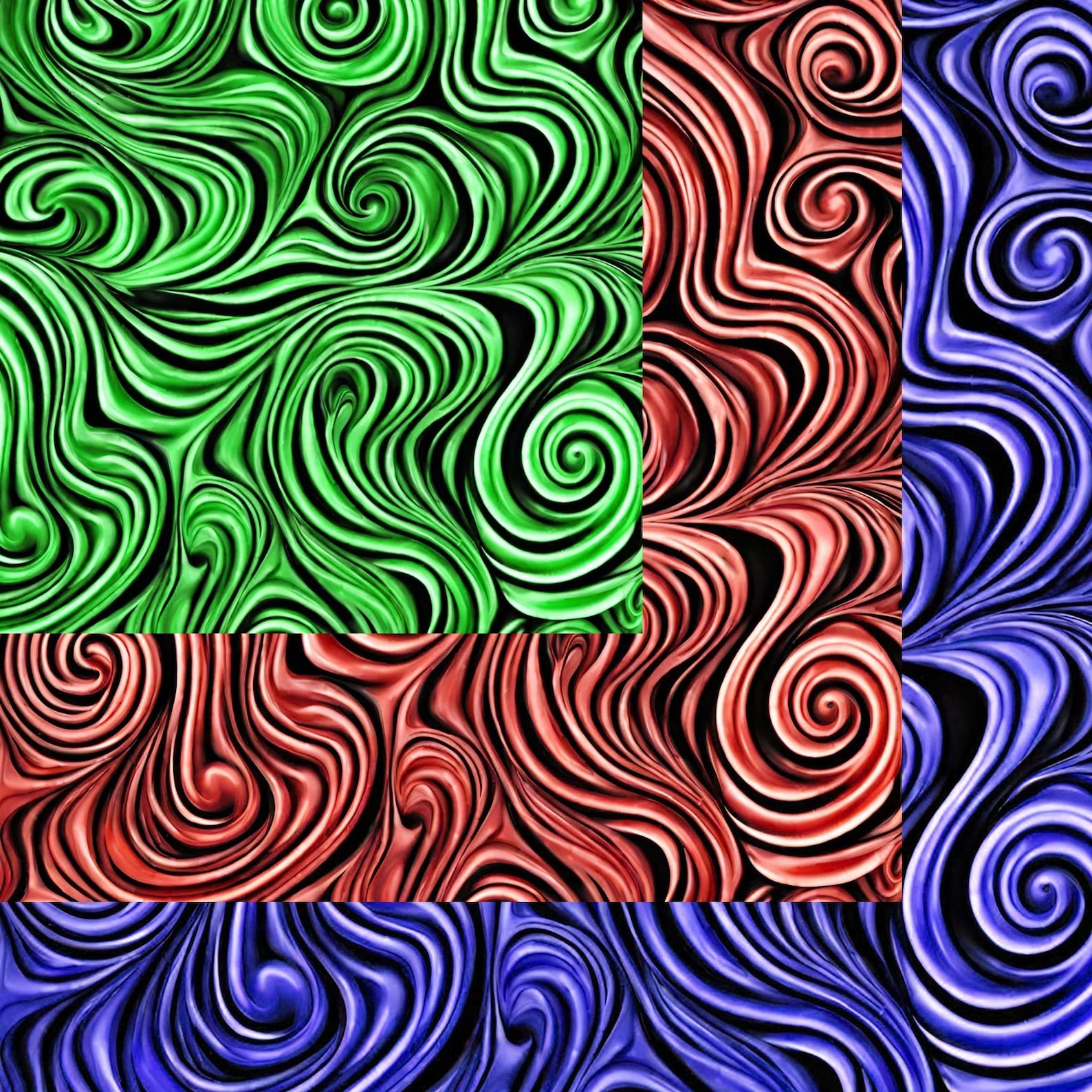 Colorful Wavy Digital Paper, Wavy Swirl Backgrounds, Liquid Marble ...