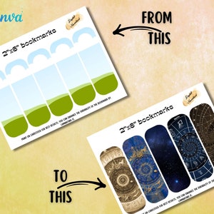 Editable Canva Digital Bookmark Template, Printable Bookmarks, Create ...