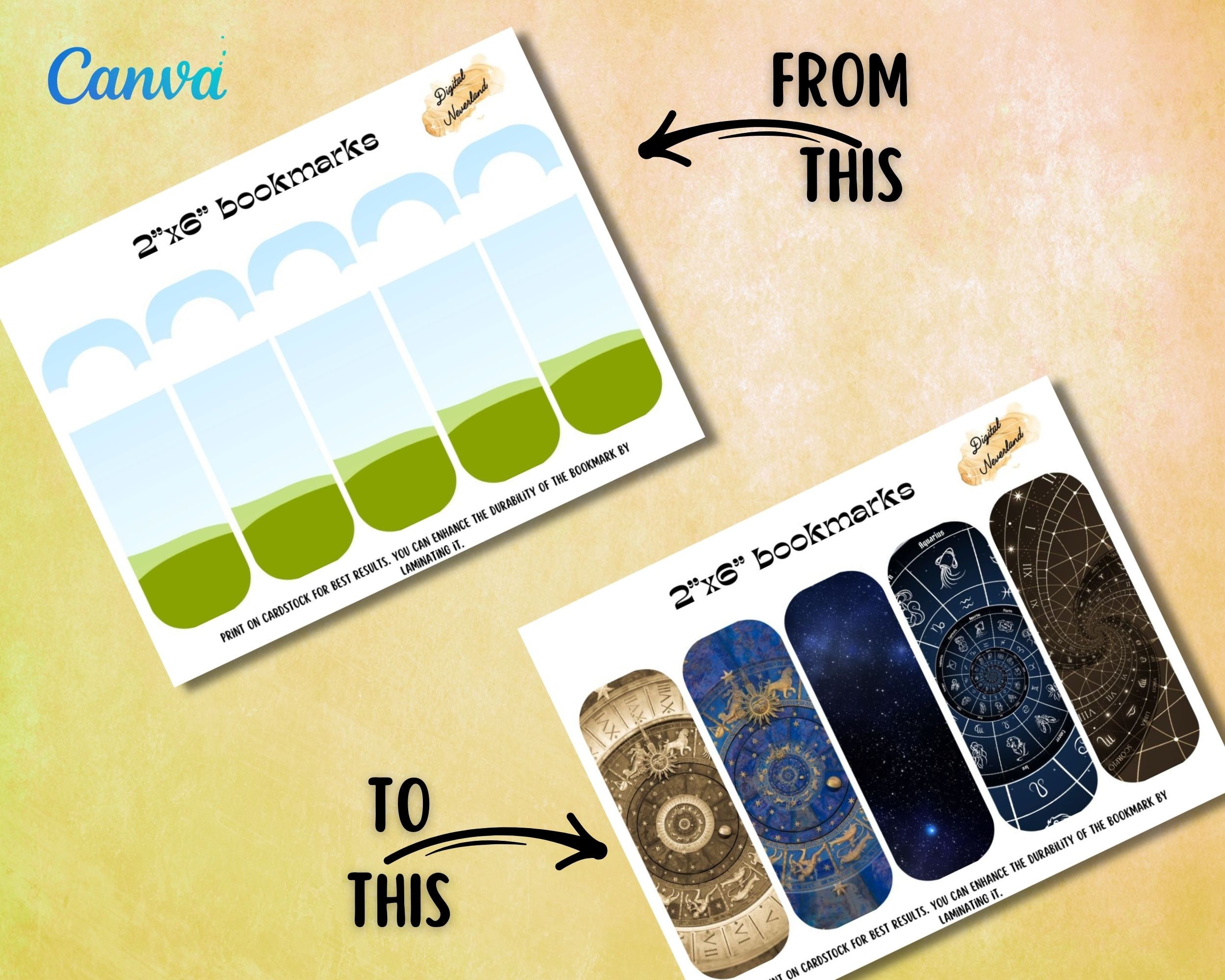 Editable Canva Digital Bookmark Template, Printable Bookmarks, Create ...