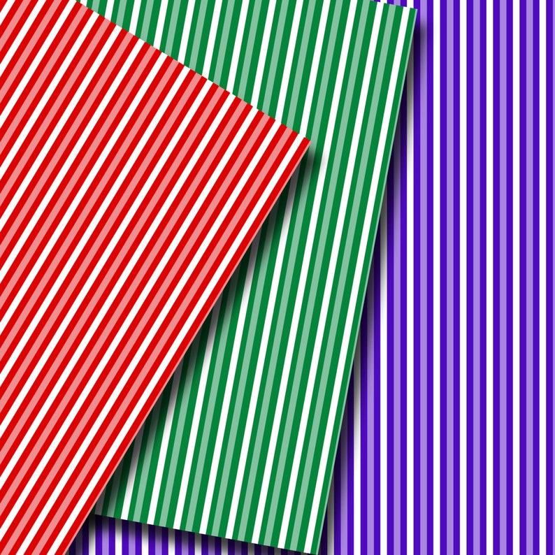 Colorful Stripes Digital Paper Pack: Scrapbook & Card Making (instant ...