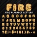 Fire Alphabet Letters and Numbers, Flaming Alphabet, Set of Letters ...