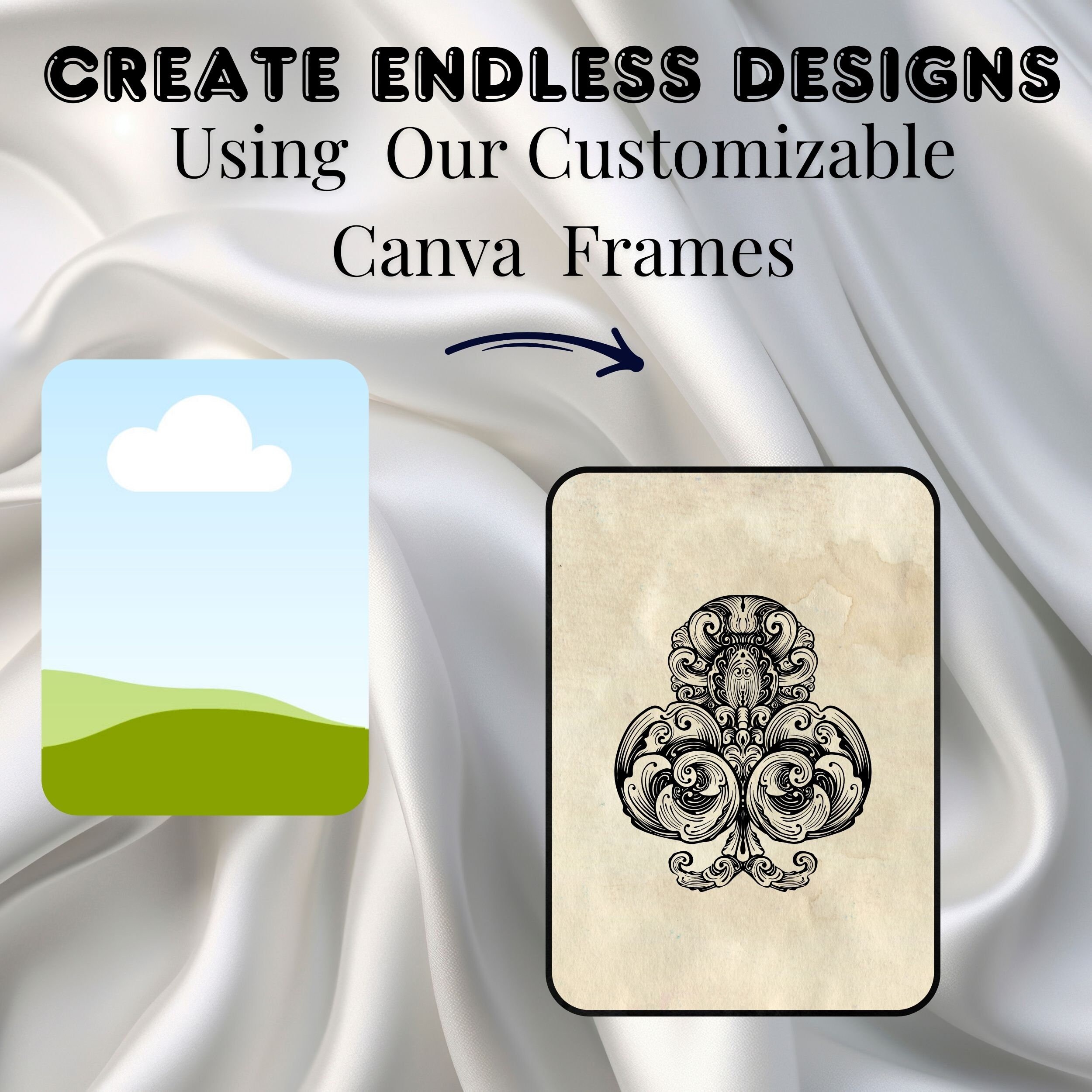 Blank Playing Card Canva Frame Template, Playing Cards SVG Template ...