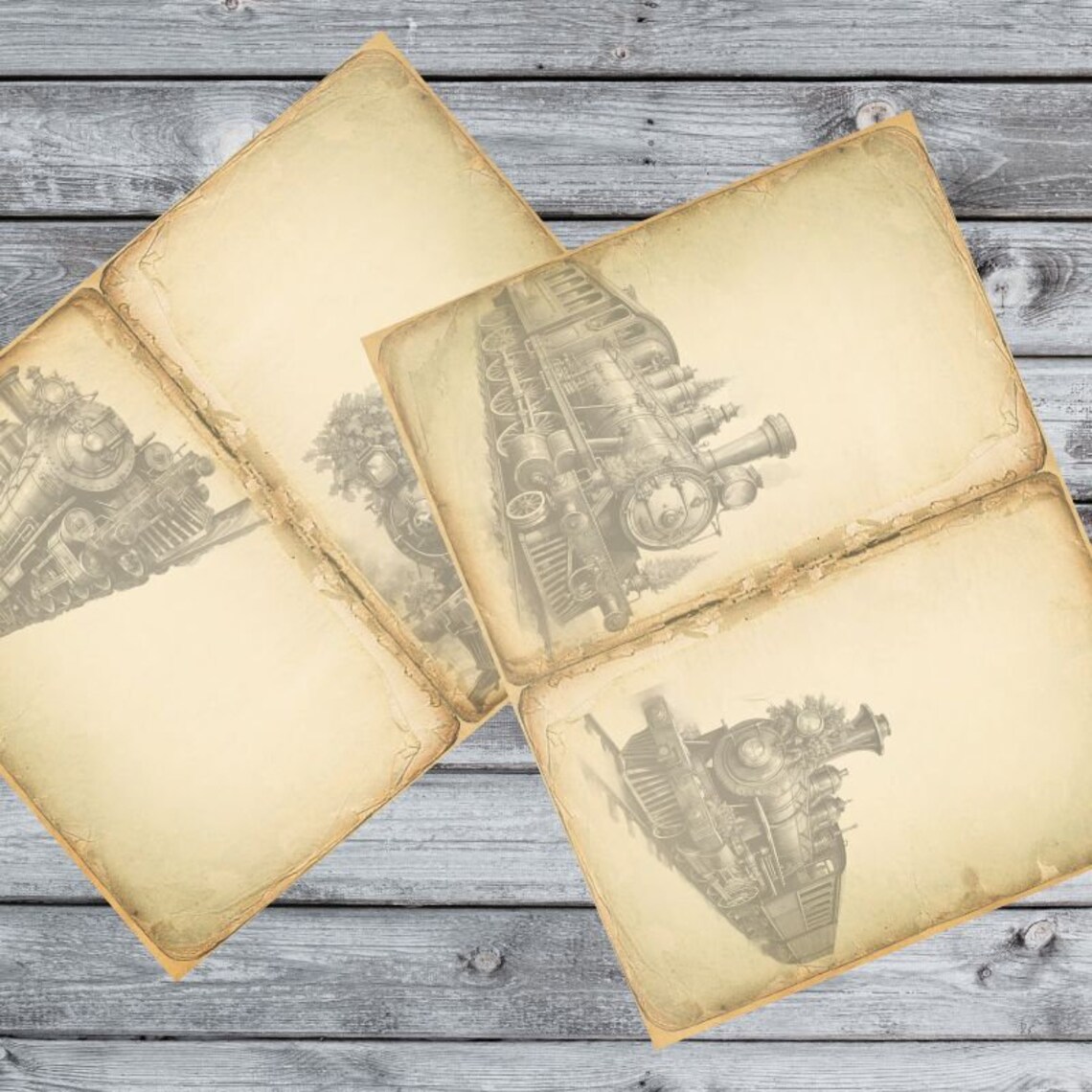 Vintage Trains Junk Journal Pages Kit Locomotive Junk Journal for ...