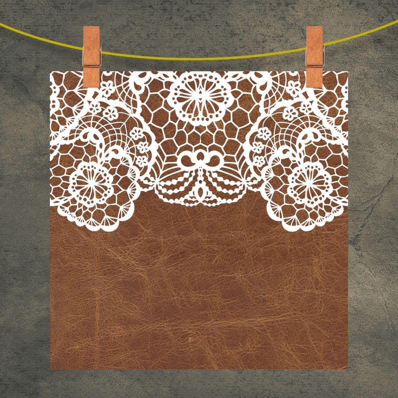 White Lace and Leather Digital Paper Pack Vintage Lace Pattern Digital ...
