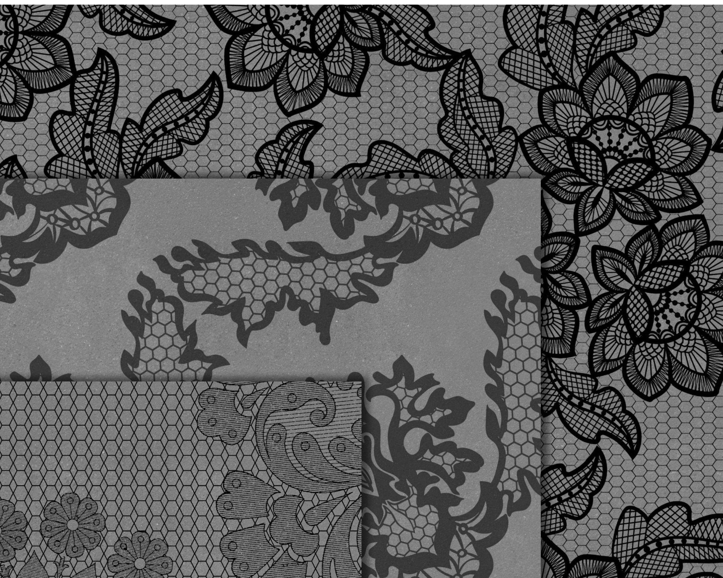 Black Lace Digital Paper Pack Vintage Lace Pattern Digital Background ...