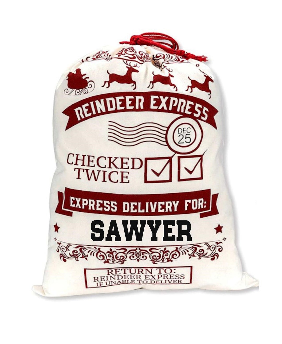Personalized Santa Sack. North Pole Express. Santa Delivery. - Etsy